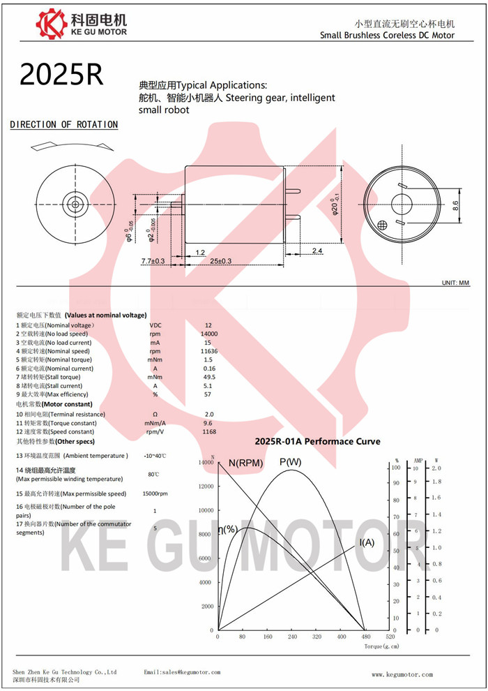 Small 20mm Coreless DC Motor 2025R,Coreless dc motor, coreless ...